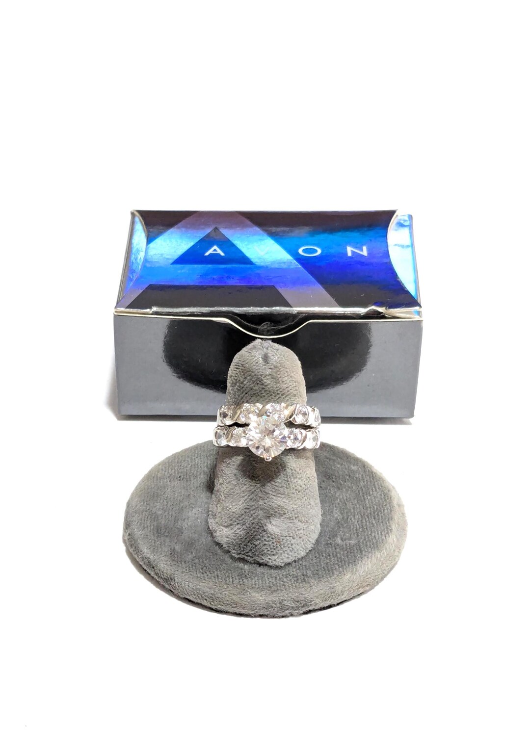 Vintage Avon Sterling Silver CZ Wedding Ring Set: Size 5 - Etsy