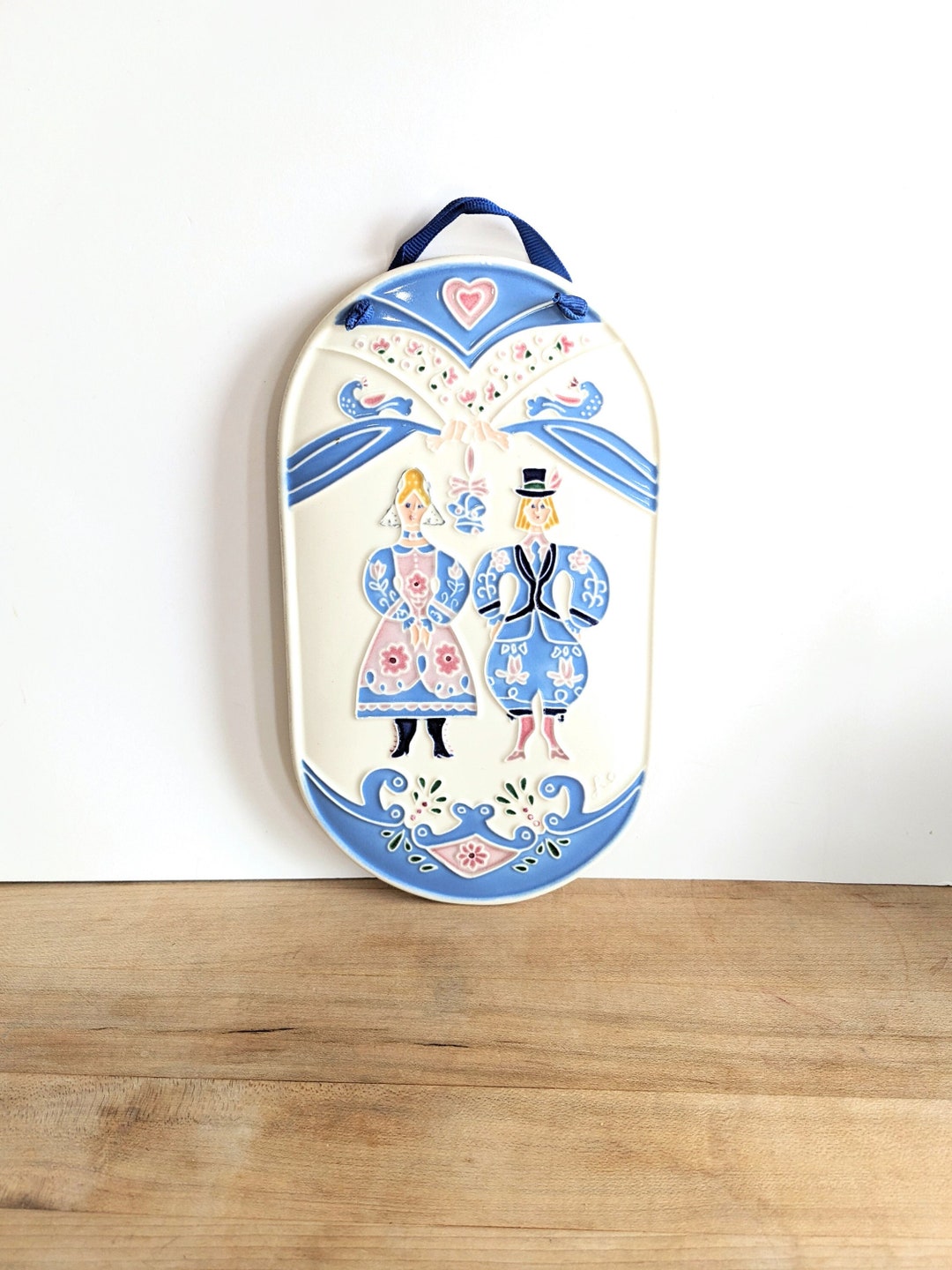 Vintage Pennsylvania Dutch Marriage Ceramic Wall Hanging Tile Plaque ...