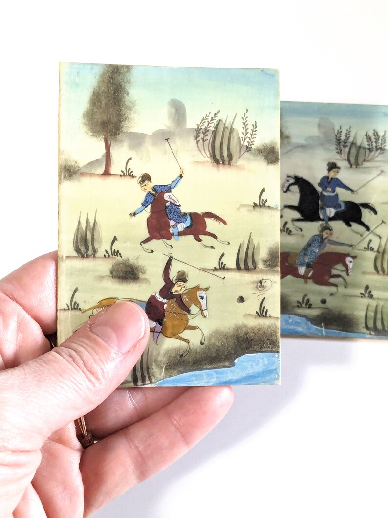 Vintage Middle Eastern Miniature Paintings Horse Polo Hunting Scene - Etsy
