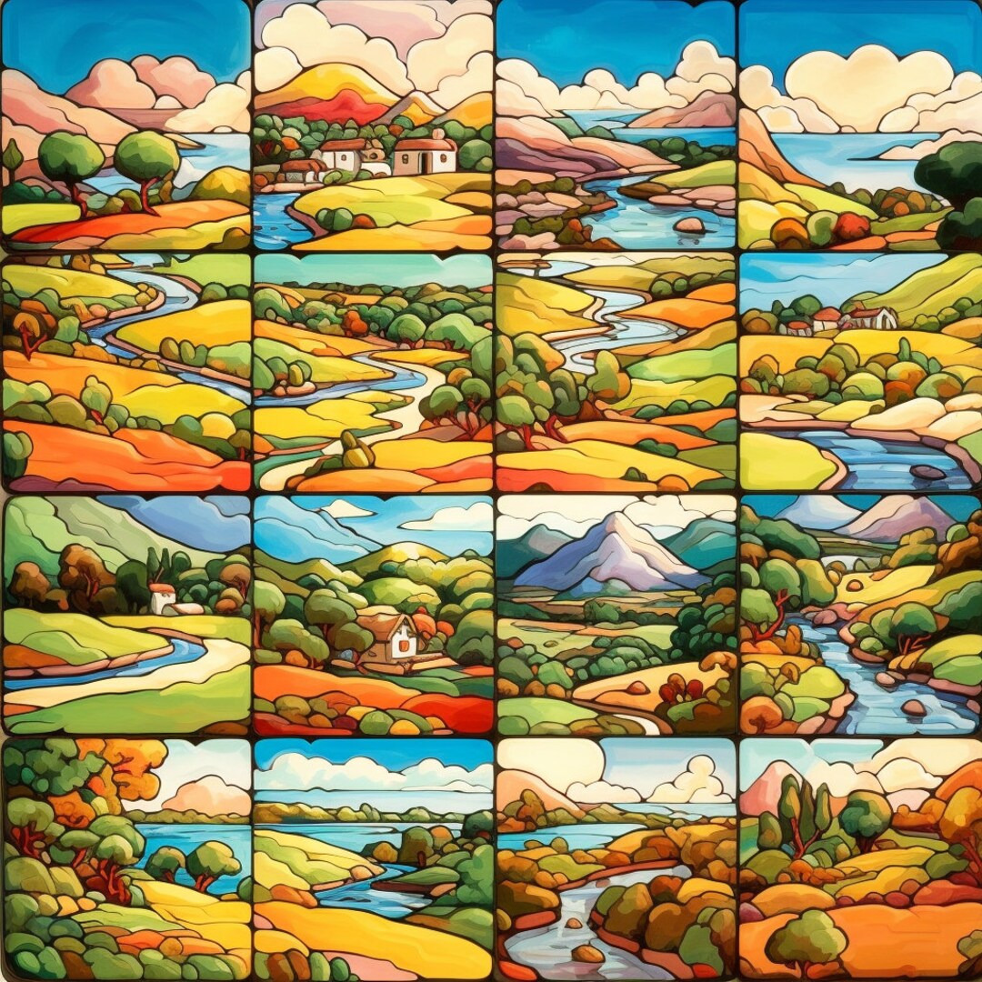 Landscape Art Printable Paper - Etsy