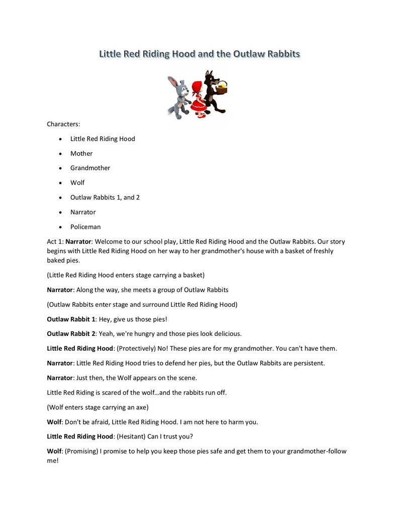 Script of little Red Riding Hood and the Outlaw - Etsy Canada