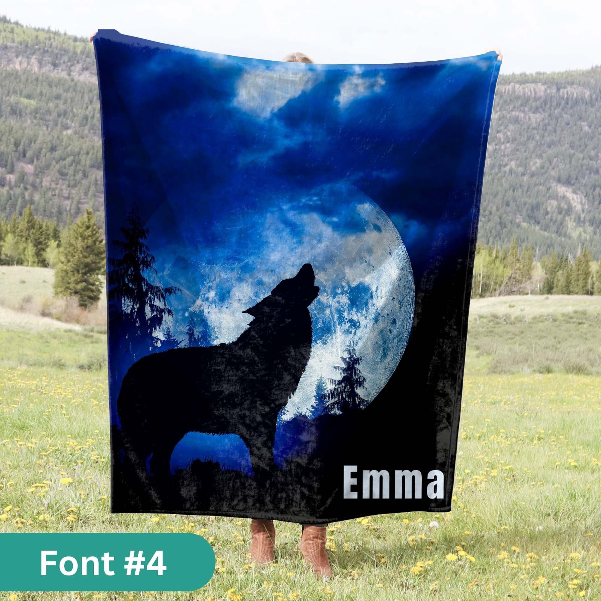 Howling Wolf Moon Wolf Blanket Personalized, Wolf Gifts, Teenage Boy ...