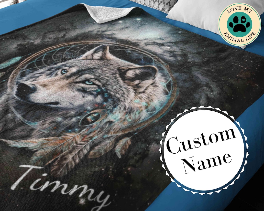 Wolf Blanket, Wolf Dreamcatcher, Personalized Blanket, Teenage Boy ...
