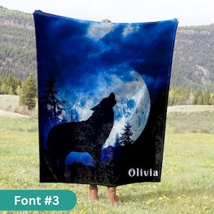 Howling Wolf Moon Wolf Blanket Personalized, Wolf Gifts, Teenage Boy ...