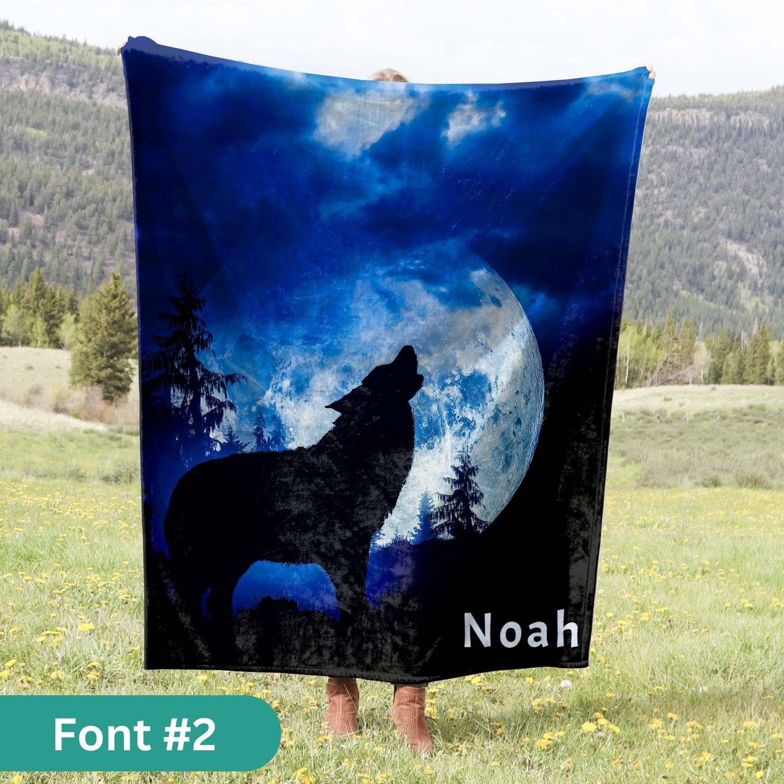 Howling Wolf Moon Wolf Blanket Personalized, Wolf Gifts, Teenage Boy ...