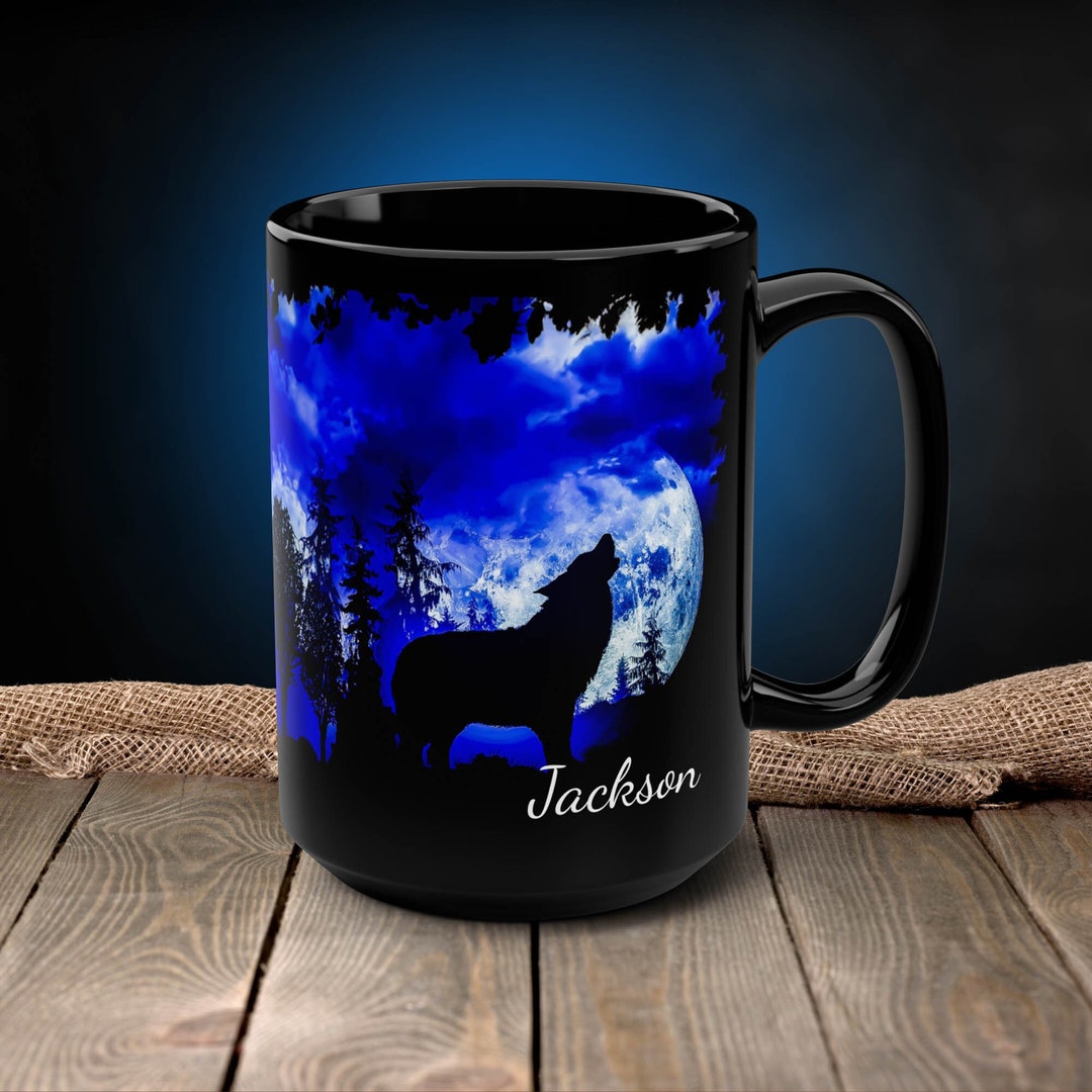 Howling Wolf Moon Wolf Mug Personalized, Wolf Gifts for Men, Wolf Gifts ...