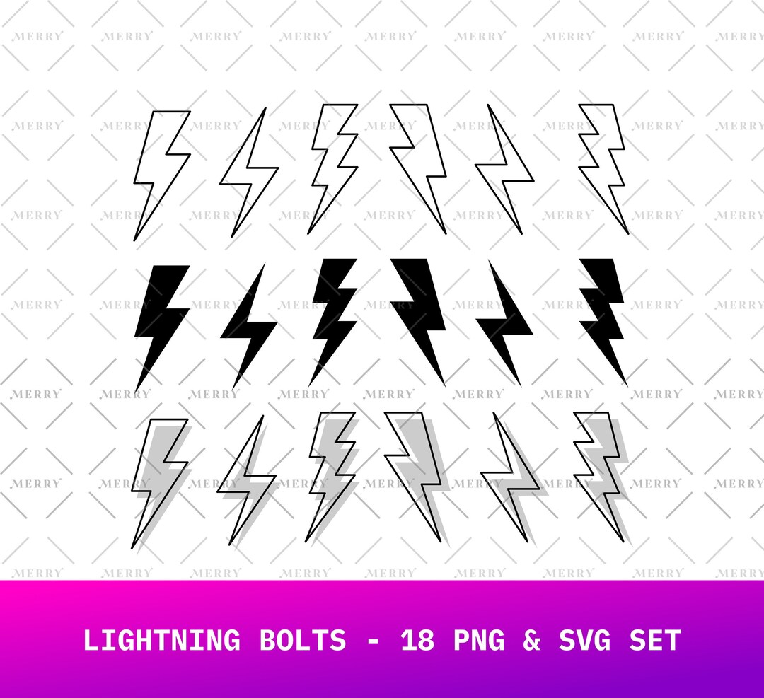 Lightning Bolts SVG Bundle Thunder SVG PNG Cut File 18 - Etsy