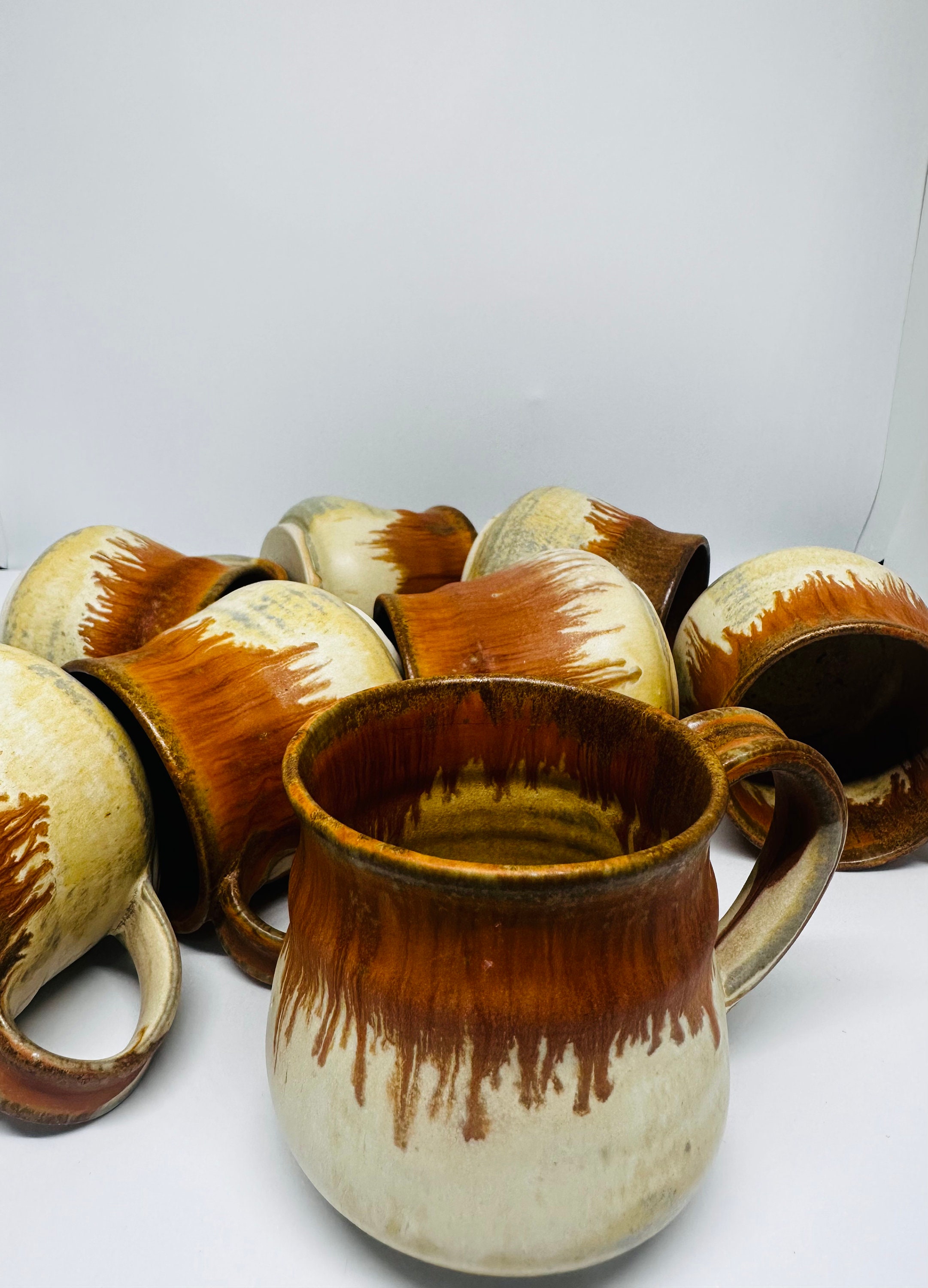 Set of Eight Pottery Ceramic vintage Retro Boho Mugs - Etsy Australia