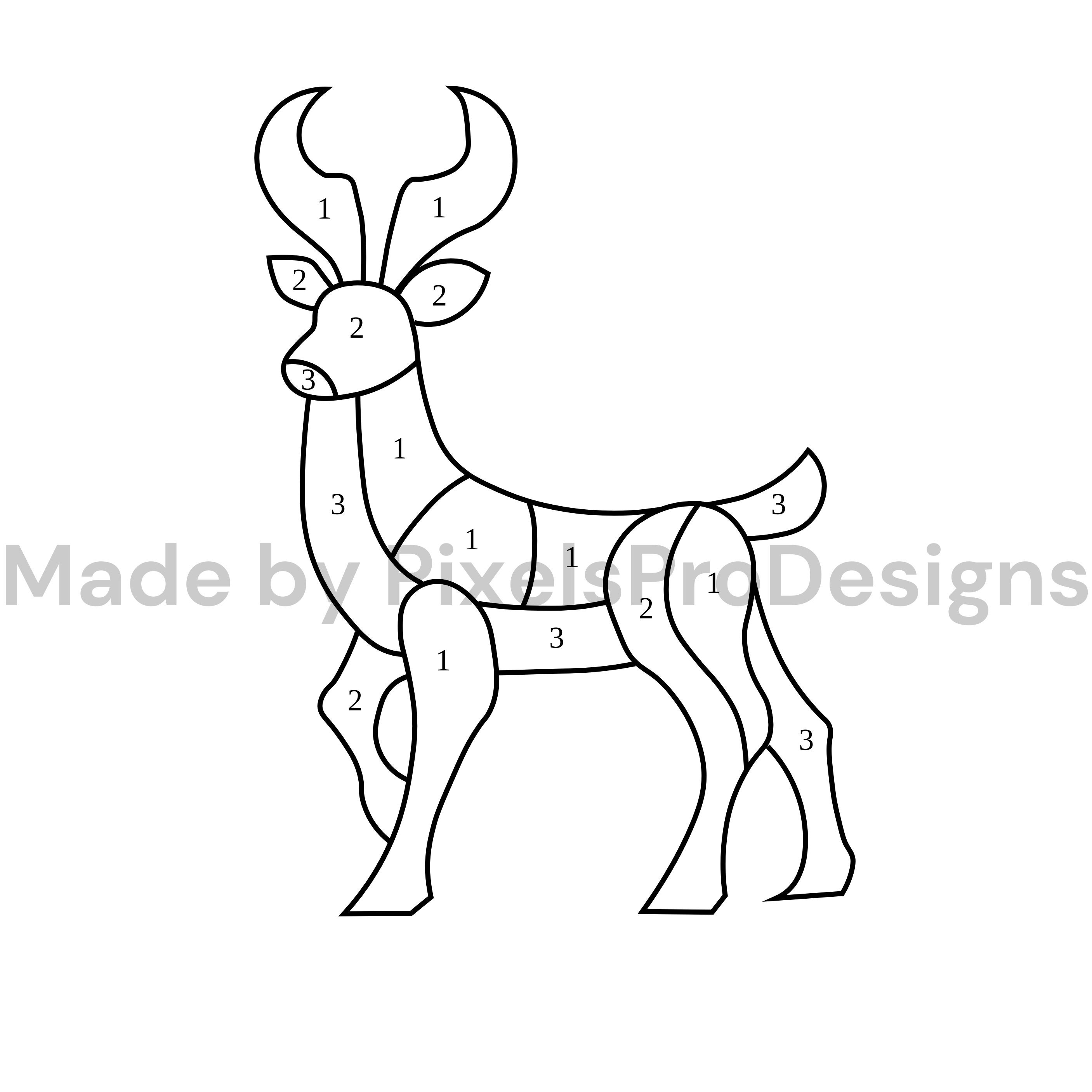 Deer Stained Glass Suncatcher Pattern DIY Printable PDF, Instant ...