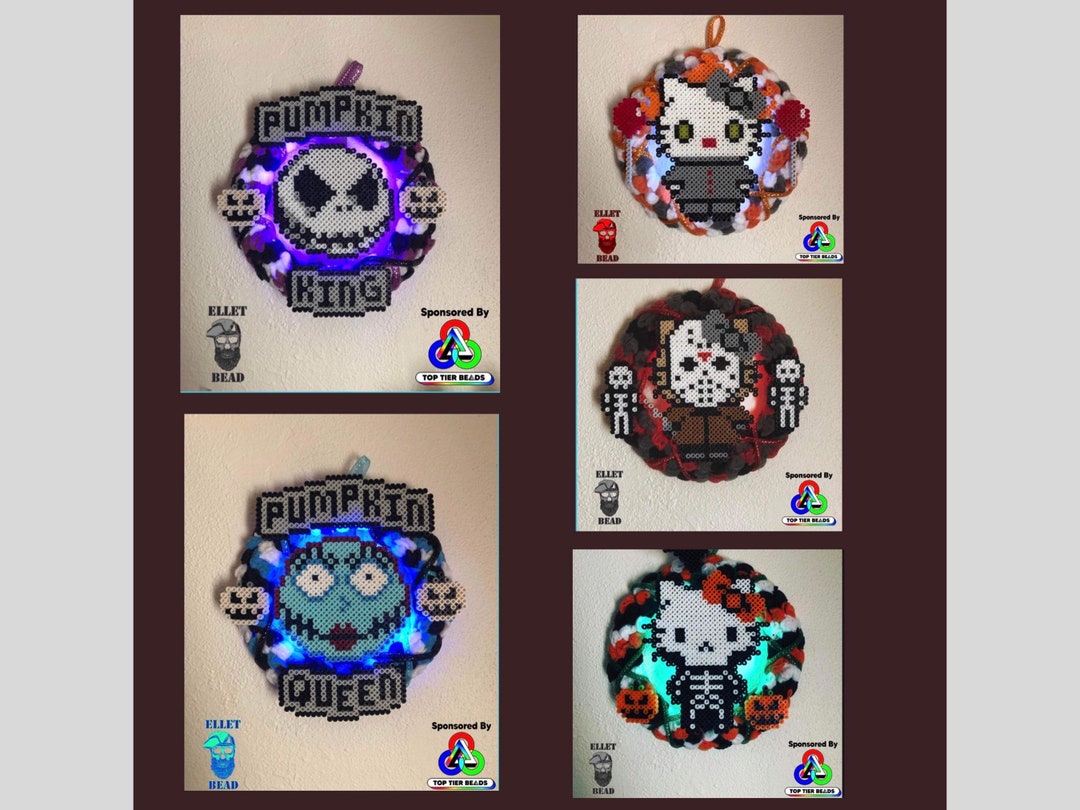 8 Perler Bead Mini Wreaths With Lights - Etsy