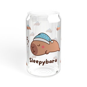 Capybara Glass Cup Sleeping Capybara Pattern Iced Coffee Cup Reusable ...