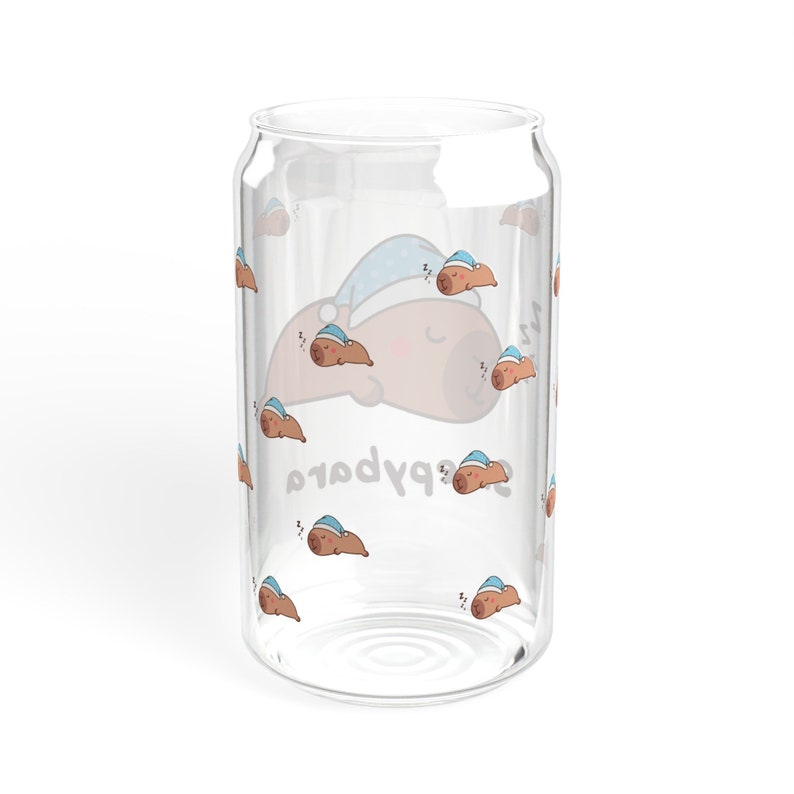 Capybara Glass Cup Sleeping Capybara Pattern Iced Coffee Cup Reusable ...