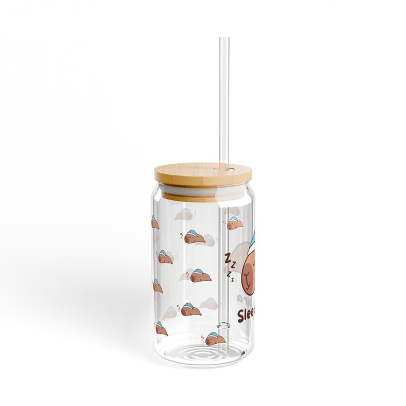 Capybara Glass Cup Sleeping Capybara Pattern Iced Coffee Cup Reusable ...