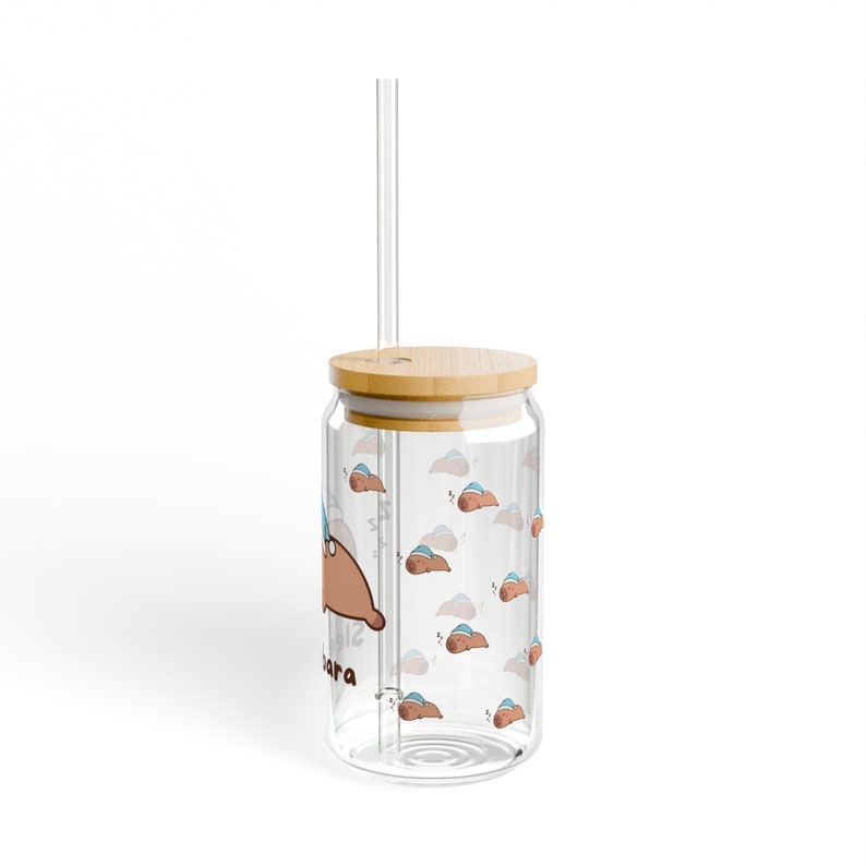 Capybara Glass Cup Sleeping Capybara Pattern Iced Coffee Cup Reusable ...