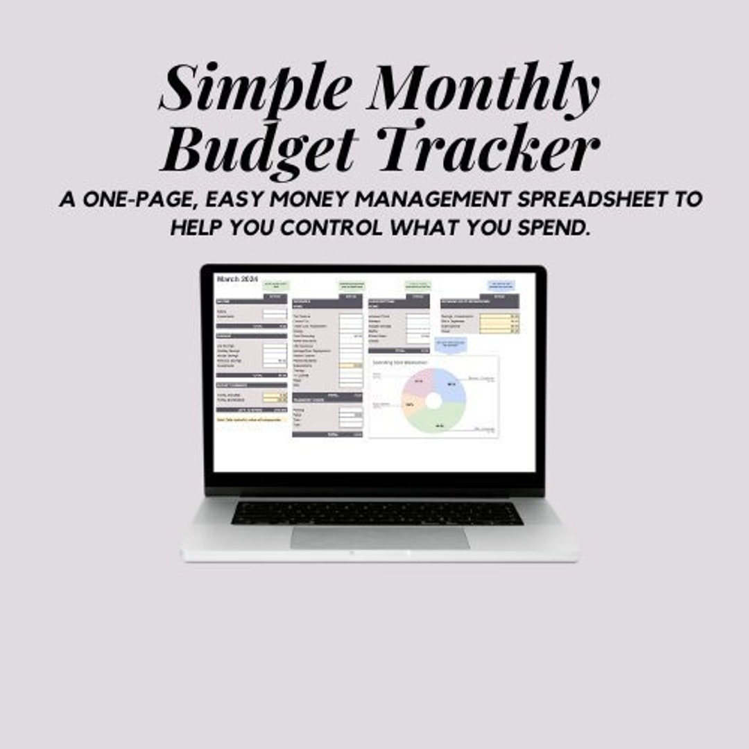SIMPLE One-page BUDGET Tracker SPREADSHEET - Etsy