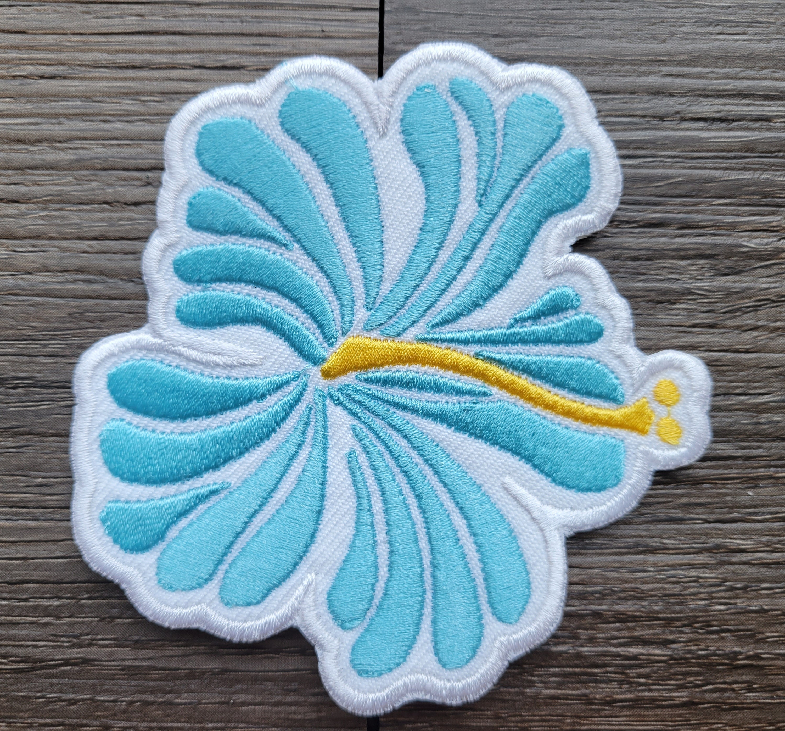 Light Blue Hibiscus Embroidered Iron-on Patch - Etsy