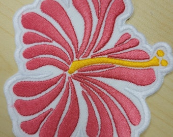 Embroidered Hibiscus Hawaiian Flower Iron on Patch Orange Sherbet - Etsy