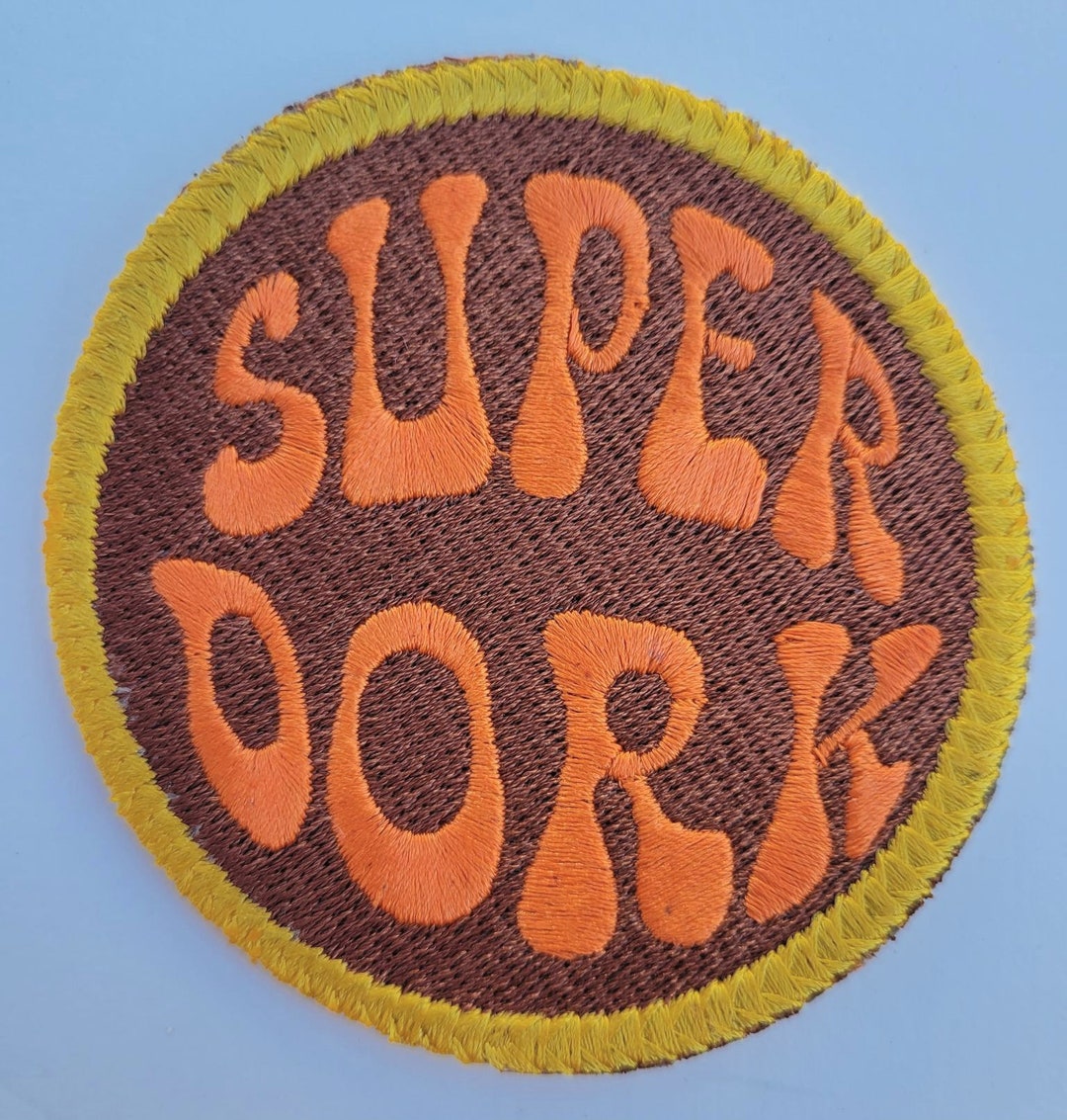 Super Dork Sew-on or Iron-on Machine is Patch in Brown and Orange - Etsy