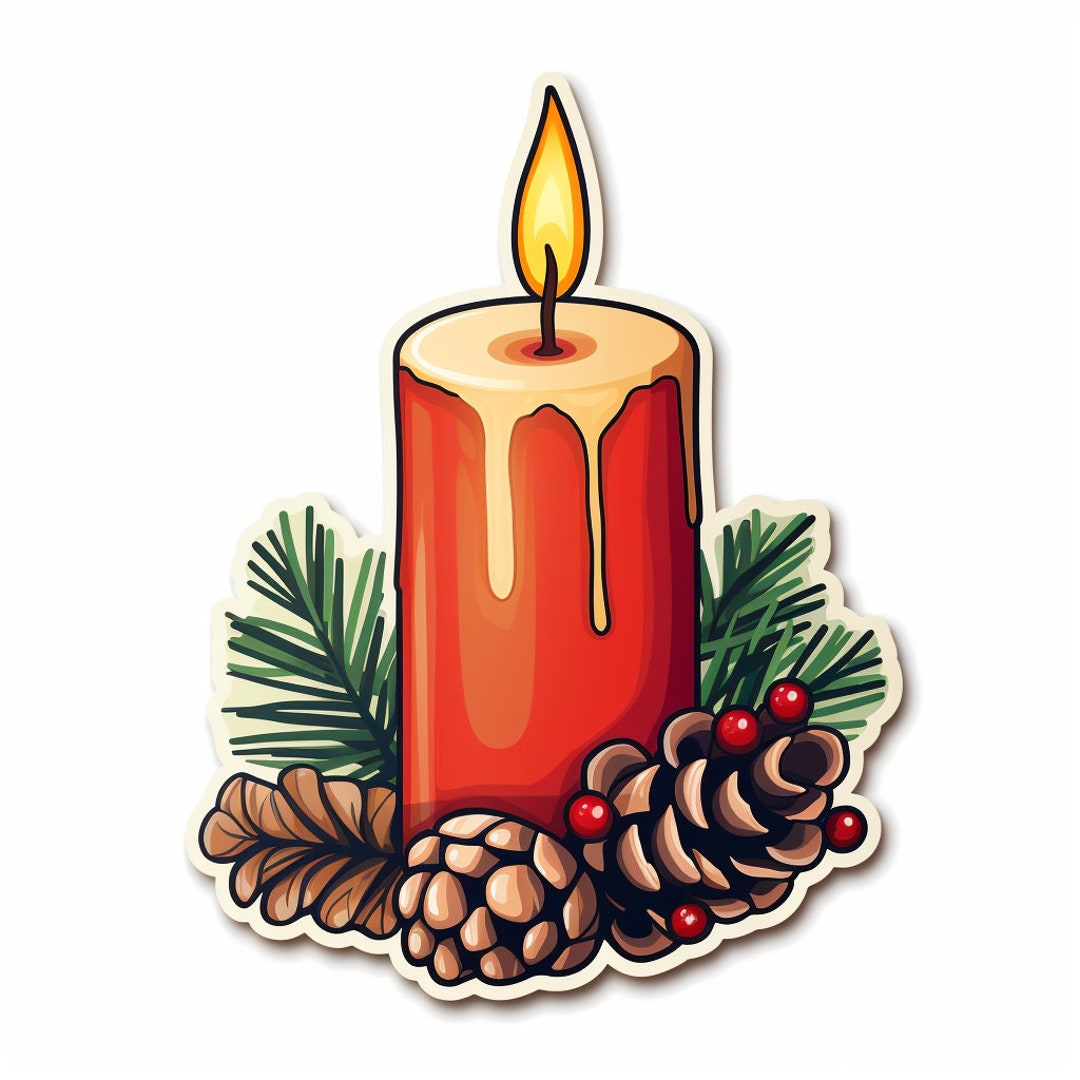 Candle Sticker, Christmas Sticker, Waterproof Sticker, Vinyl Sticker - Etsy