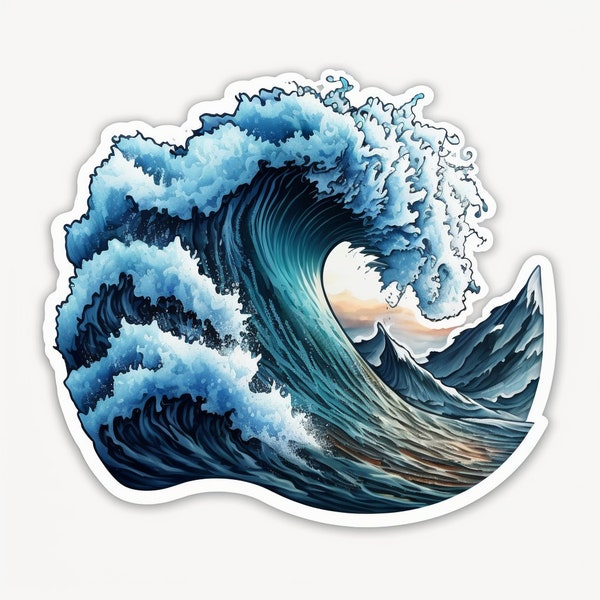Ocean Waves Stickers - Etsy