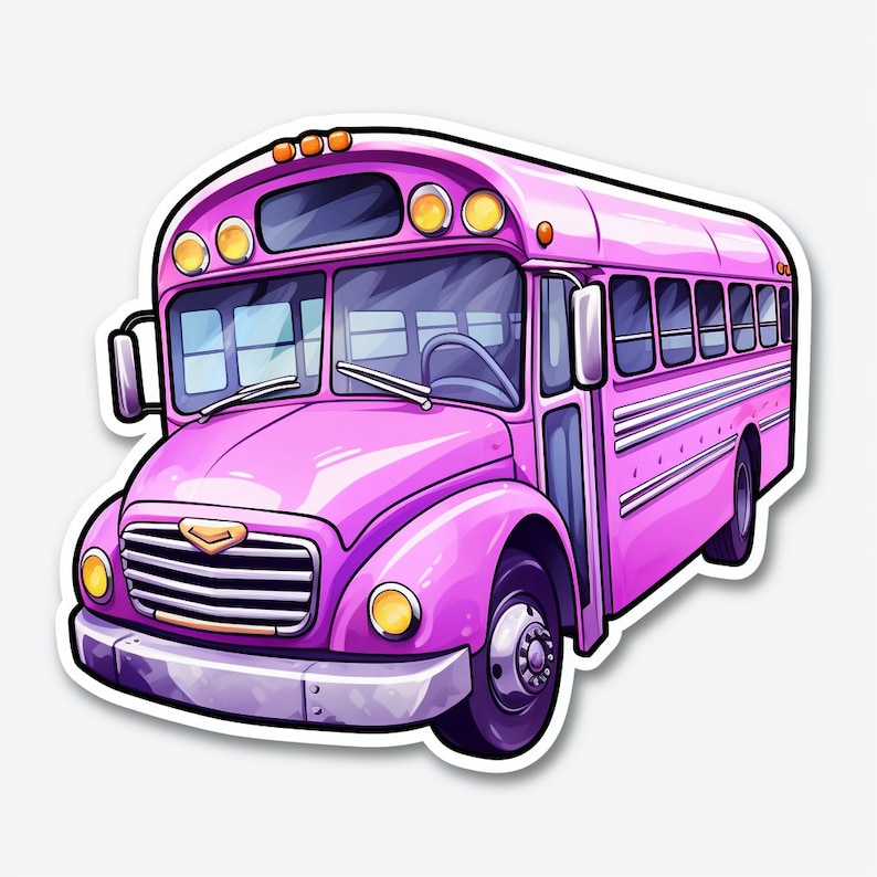Pink School Bus Sticker, Back to School Sticker, Quality Sticker, Vinyl ...