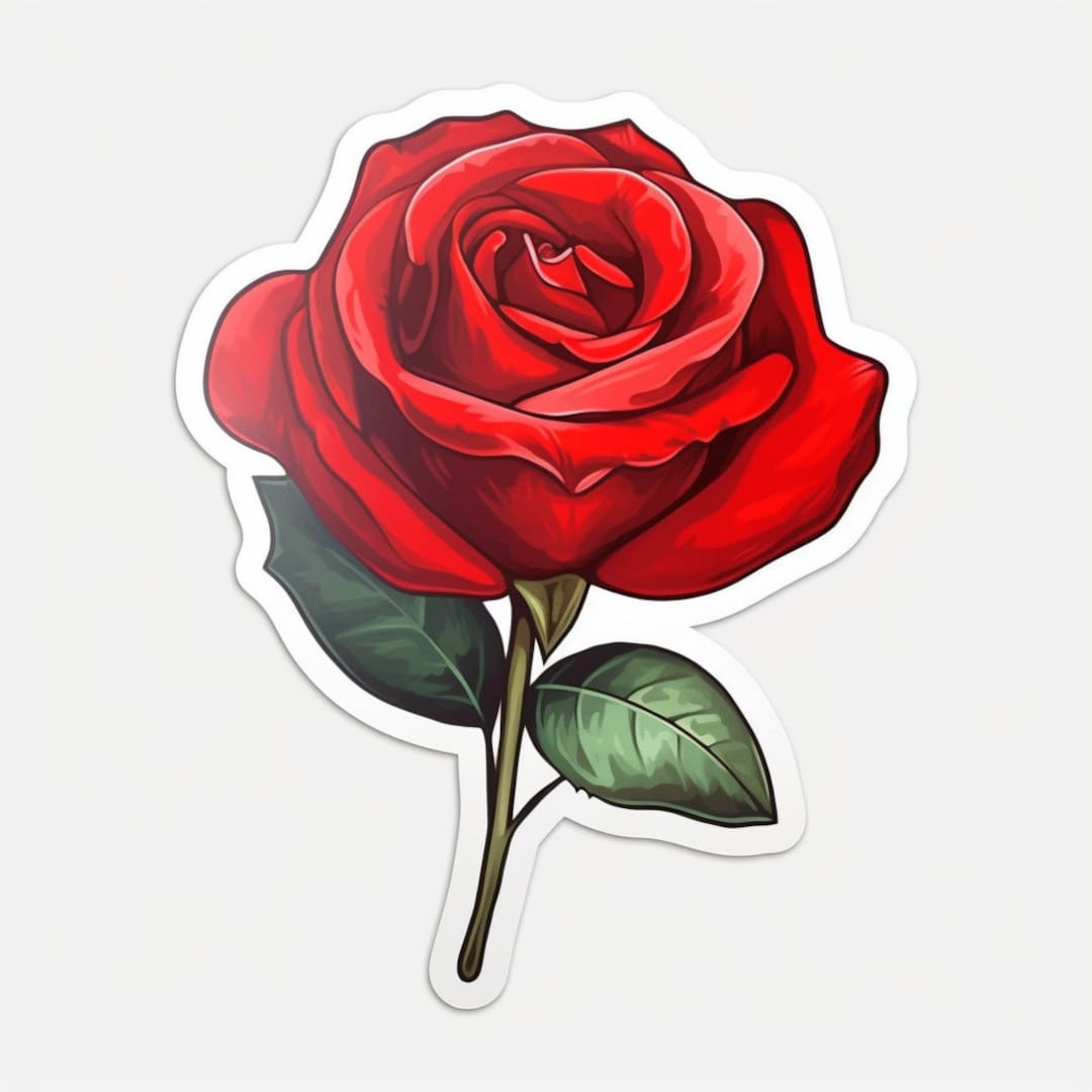 Red Rose Sticker,flower Sticker,vinyl Sticker - Etsy