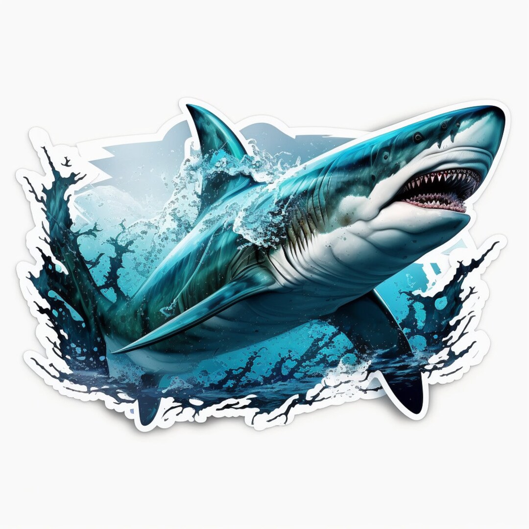 Blue Shark Sticker, Animal Sticker,vinyl Sticker - Etsy