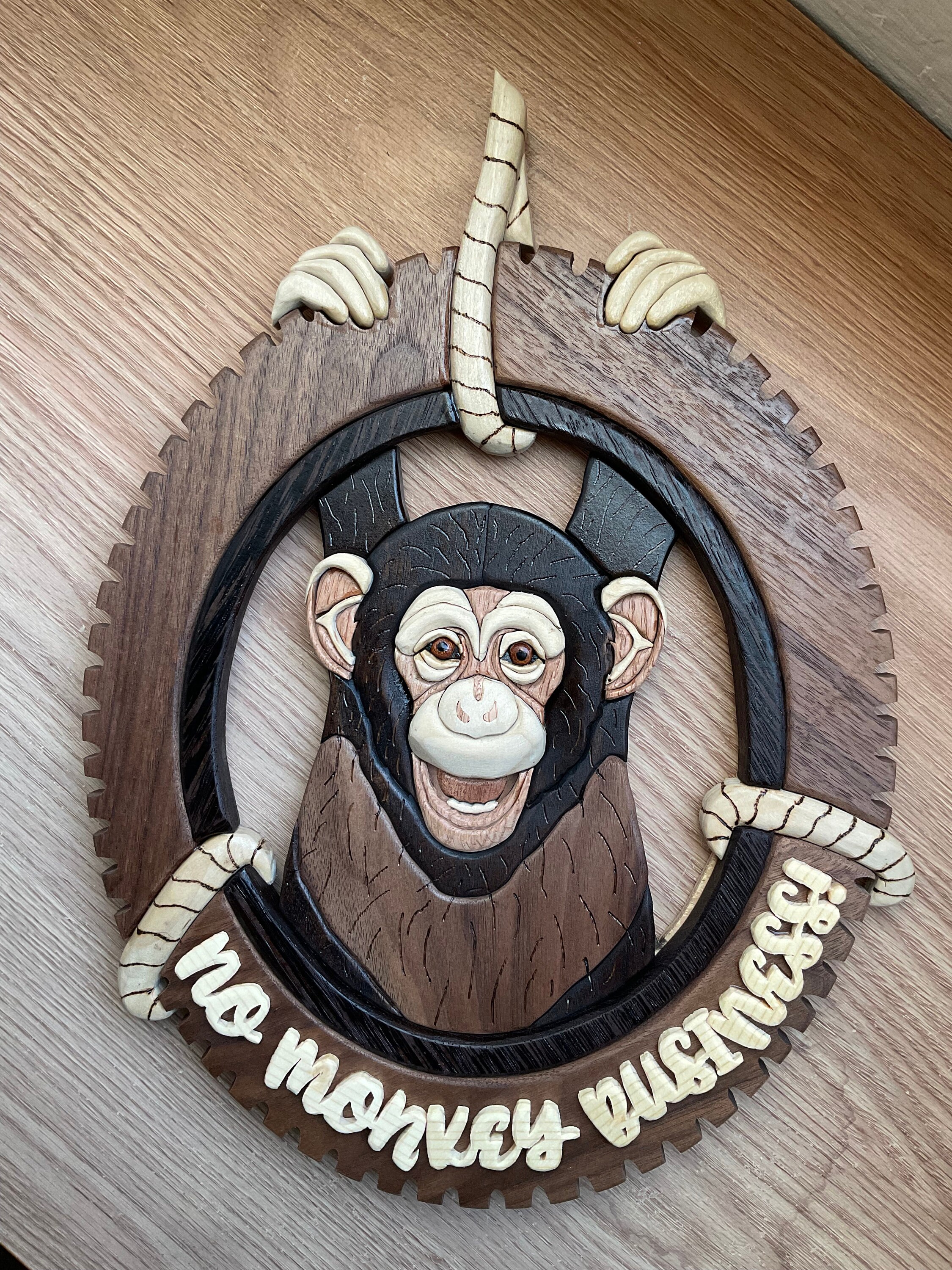 Intarsia Scroll Saw Monkey Motto - Etsy