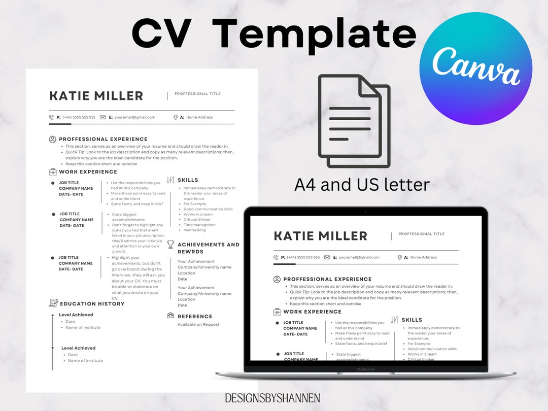 CV Template Modern and Professional CV Cv/resume Template - Etsy Ireland