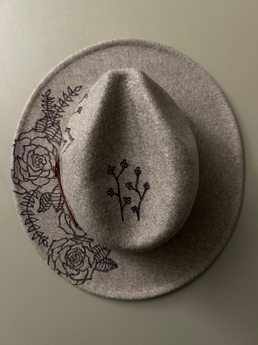 Roses and Wildflowers Burned Fedora Hat - Etsy