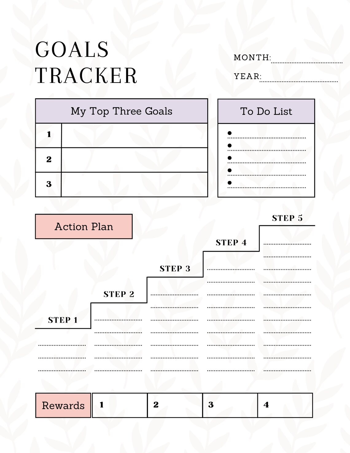 Goal Setting Tracker, Printable Template, Set Your Goals in an ...