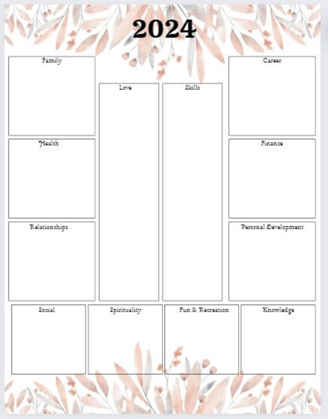 2024 Vision Board Printable Template, 2024 Goal Planning, Manifest Your ...