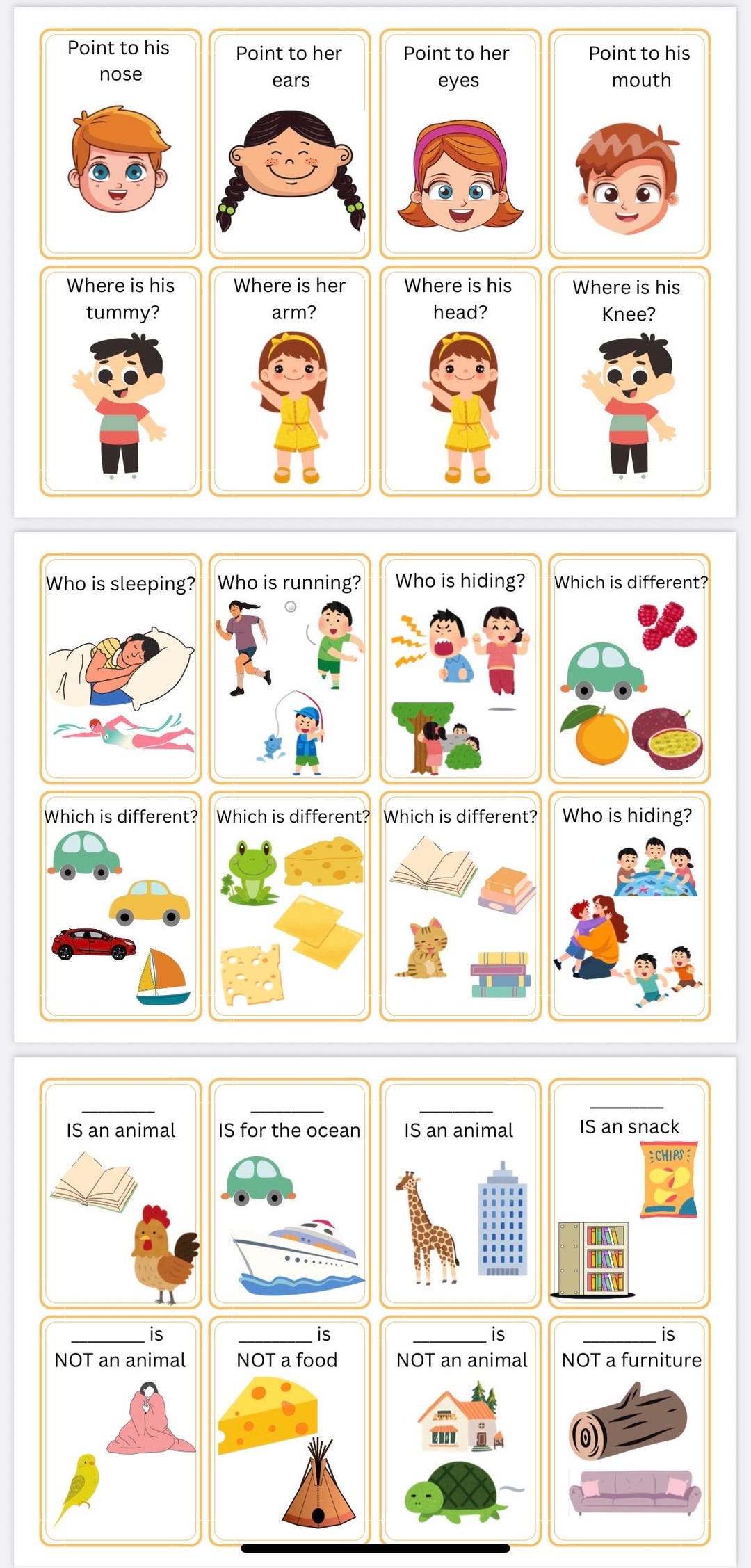 Receptive Language Flash Cards | Build Listening & Understanding Skills ...