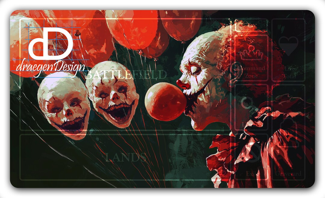 Balloon Man Mtg Scary Clown Desk Mat Large 24 X 14 - Etsy