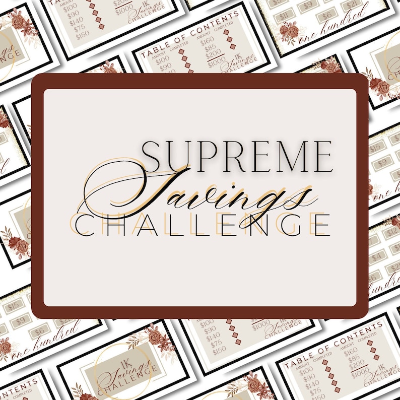 Supreme Savings Challenge Binder | A6 Binder | 1K Goal | 3K Goal | 5K ...