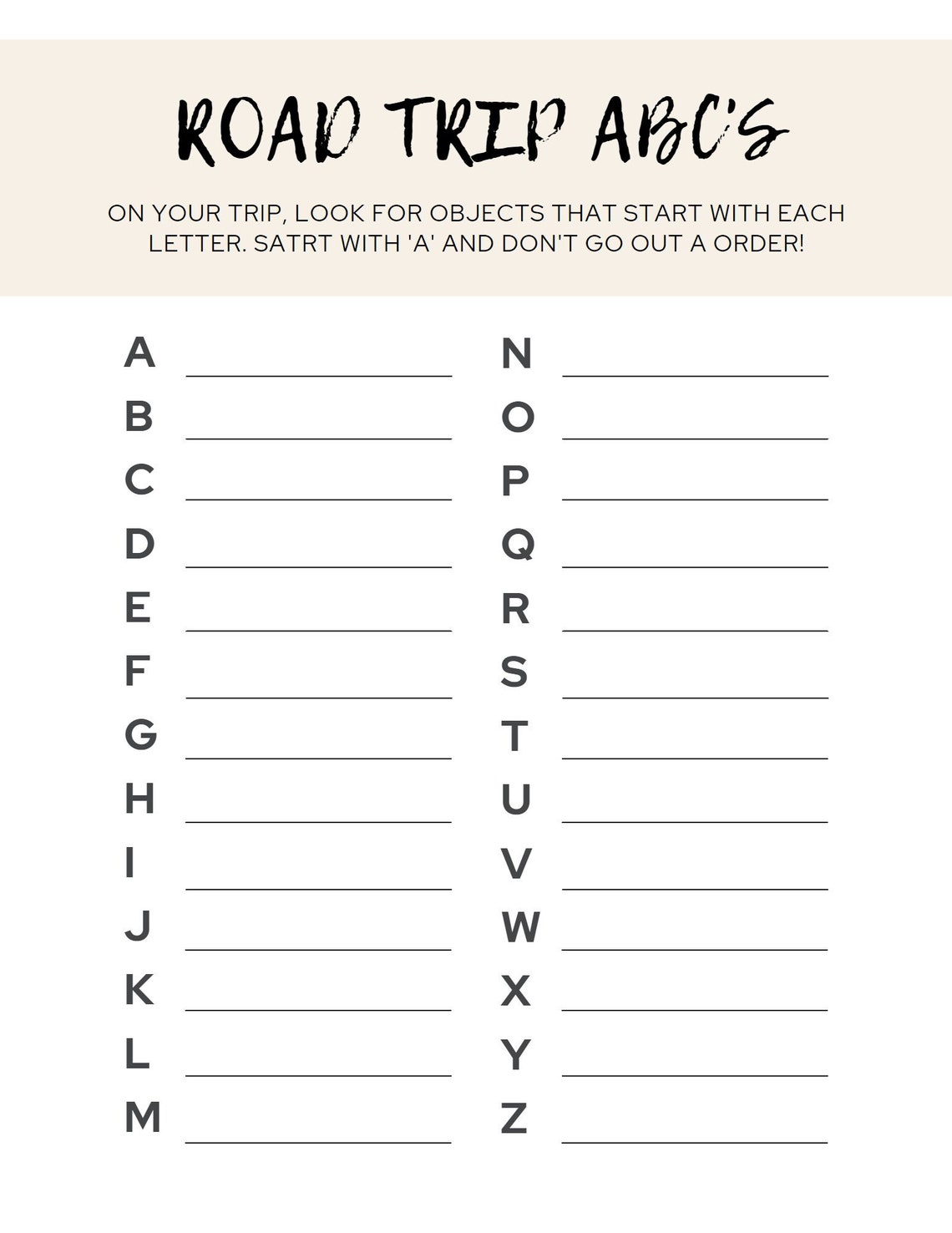 Rev up the Fun: Road Trip Printables for Happy Kids - Etsy