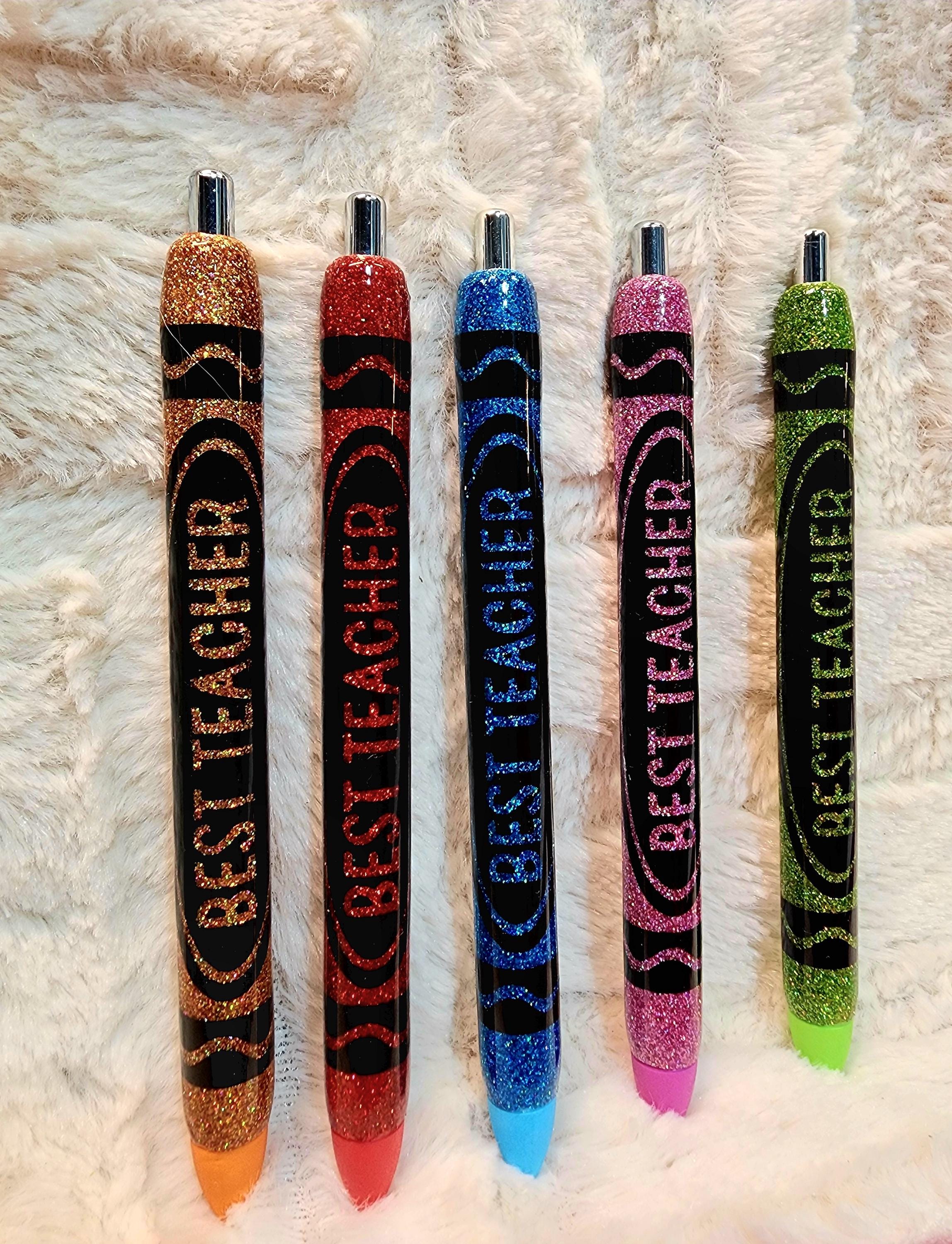 Glitter 'best Teacher' Refillable Crayon Pen - Etsy
