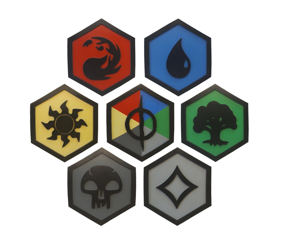 MTG Mana Symbol Wall Decor SET OF 7 Laser Cut Wood - Etsy