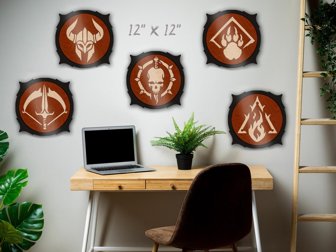 Diablo IV Class Symbols Decor SET OF 5 Wood Wall Art Lightweight Ready ...