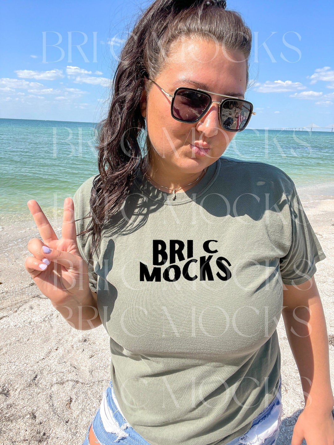 Sage C1717 Retro Comfort Colors Mockup, Green Beach Day Shirt Mockup, T ...