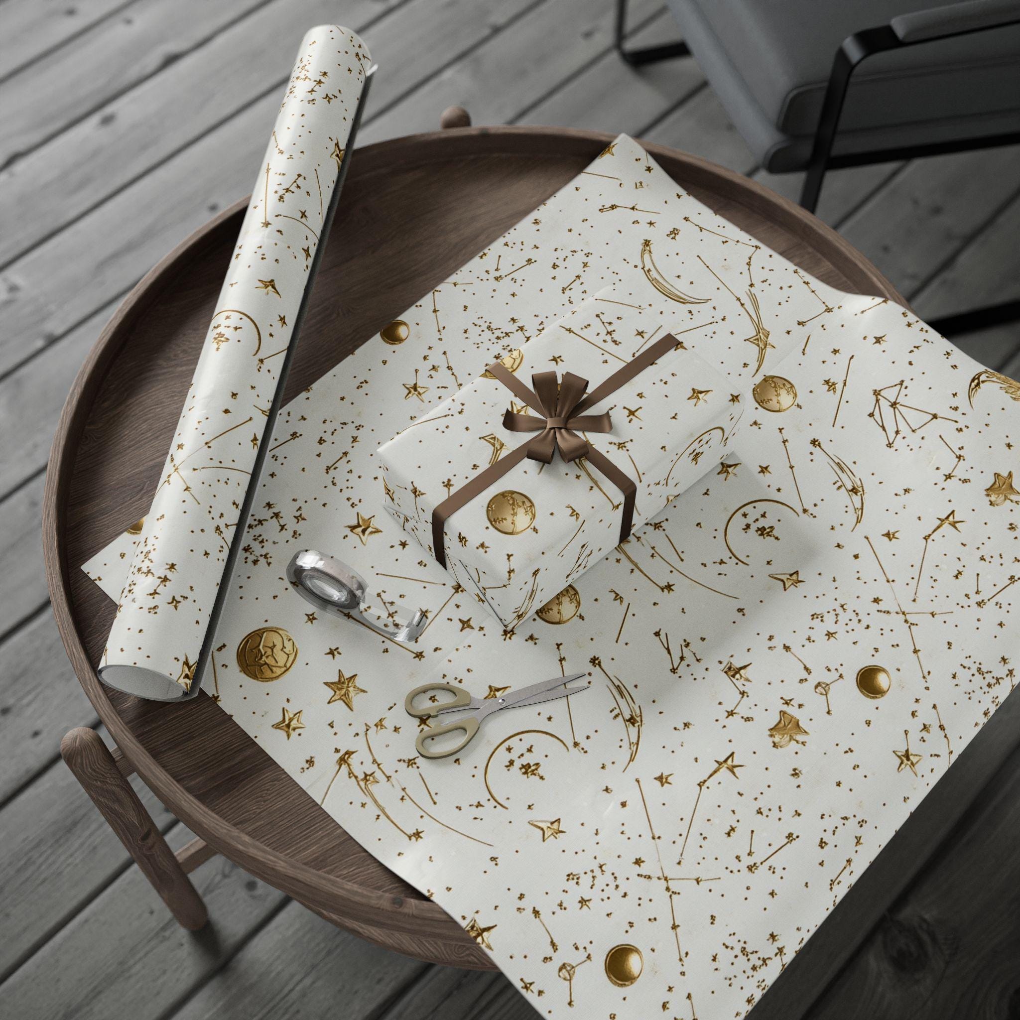 Wrapping Papers, Celestial Theme Gift Wrap, Starry Background With Day ...