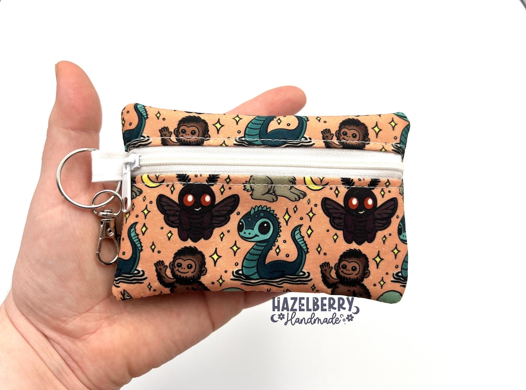 Mini Zipper Pouch Keychain With Cryptid Design, Handmade Cryptid Zipper ...