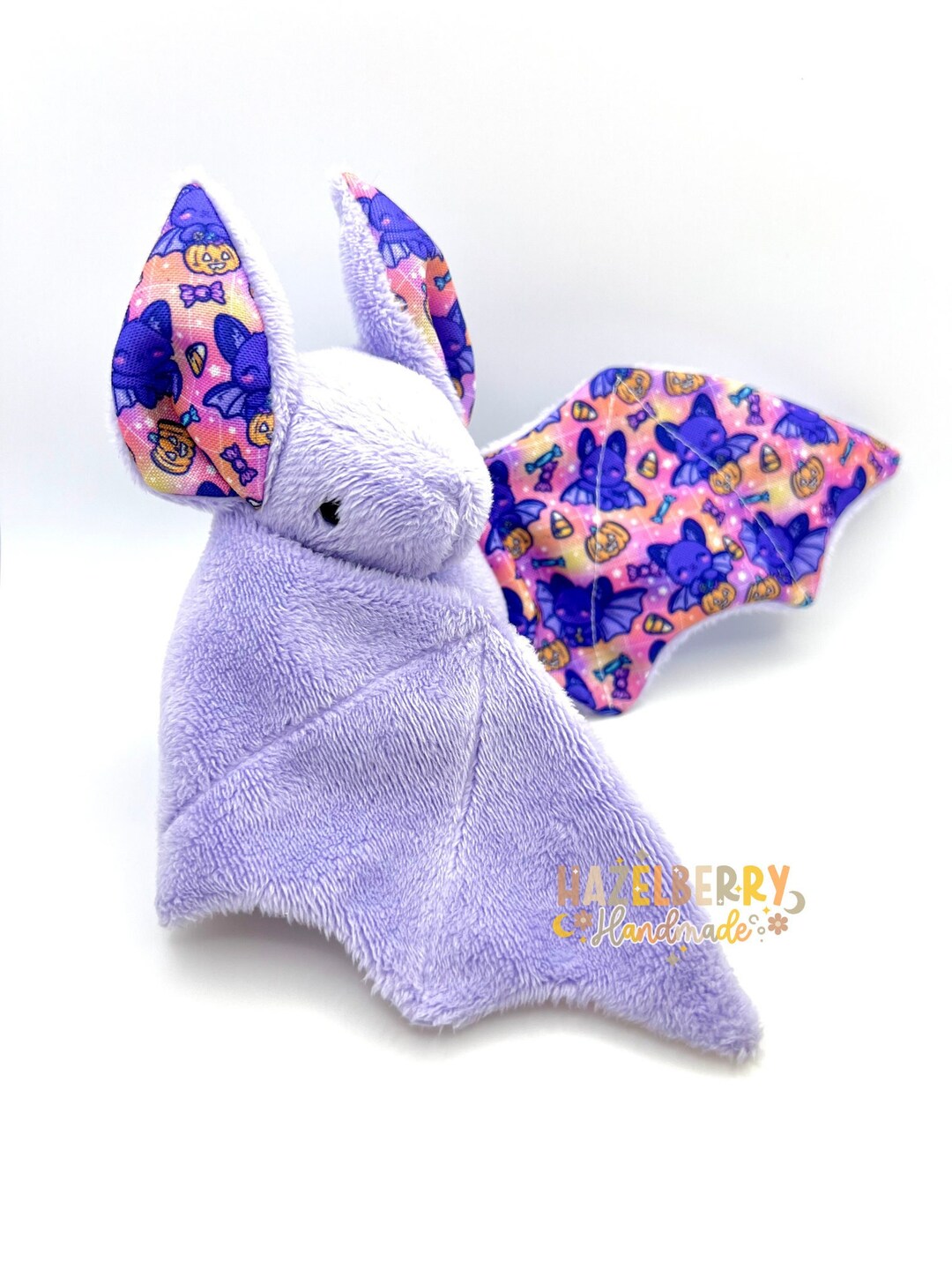 Purple Plush Bat With Halloween Design, Handmade Plush, Spooky Plush ...