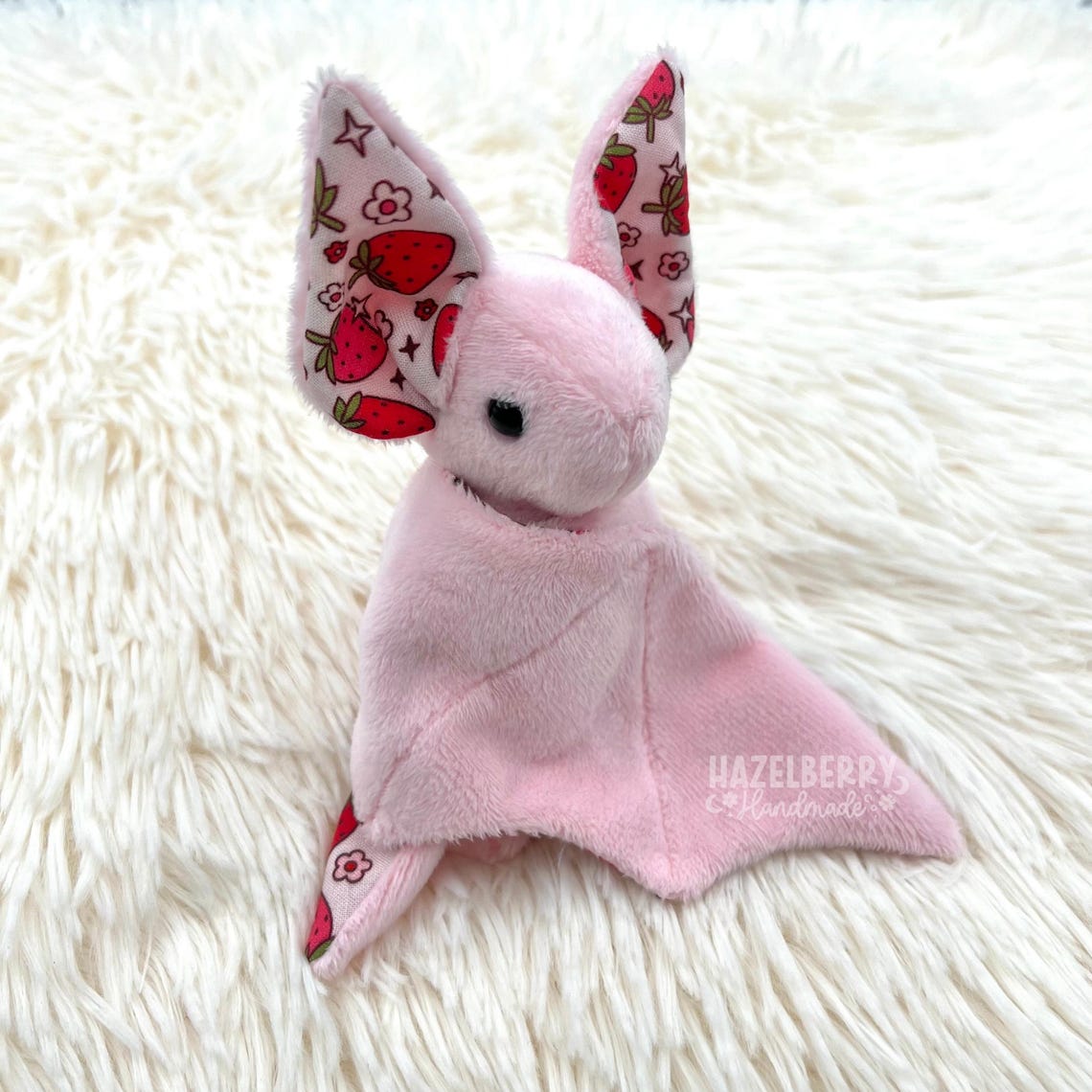 Strawberry Plush Bat, Strawberry Plushie, Handmade Bat Plush ...