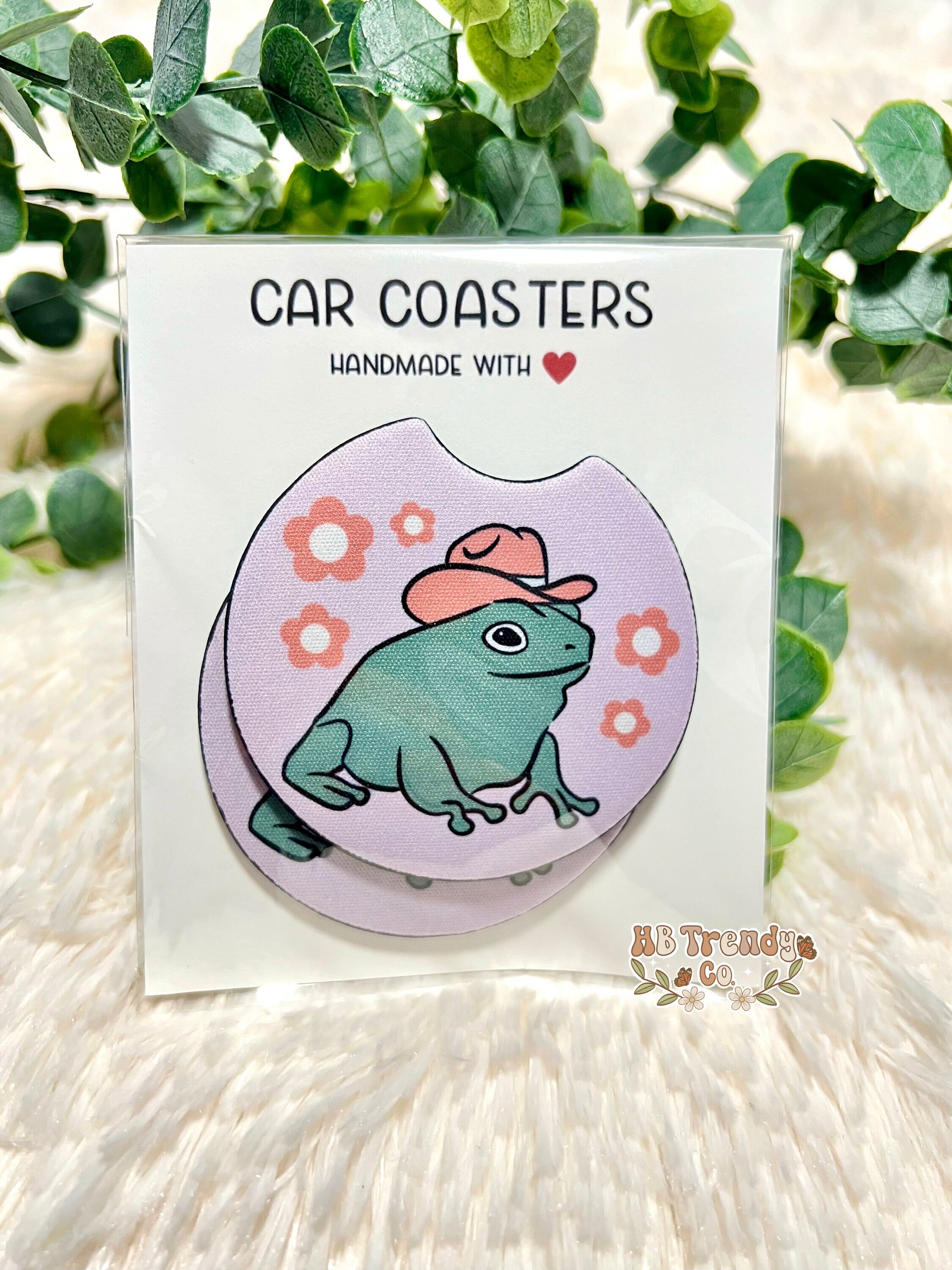 Cowboy Frog Car Coasters, Set of 2 Neoprene Coasters, Frog Car Coasters ...