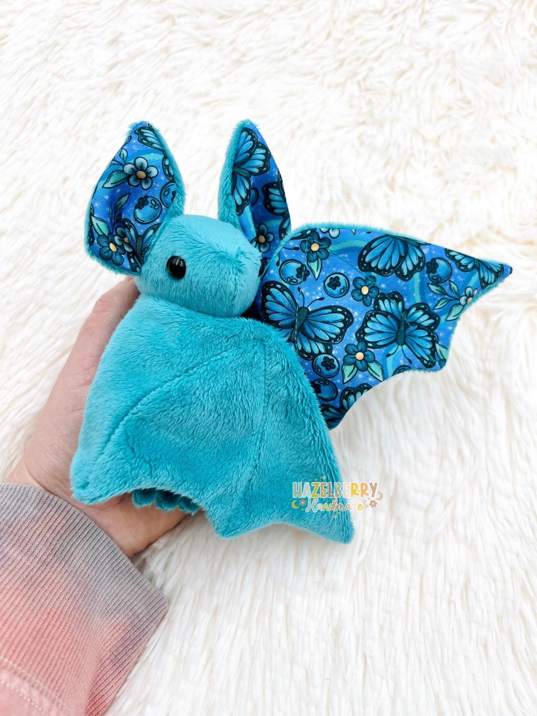 Bat Plushie With Butterfly Design, Handmade Bat Plush, Spooky Cute ...