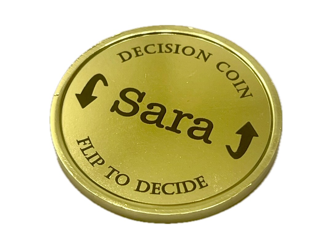 Decision Coin With Brass Finish, Shiny Brass Flip Coin, Laser Engraved ...