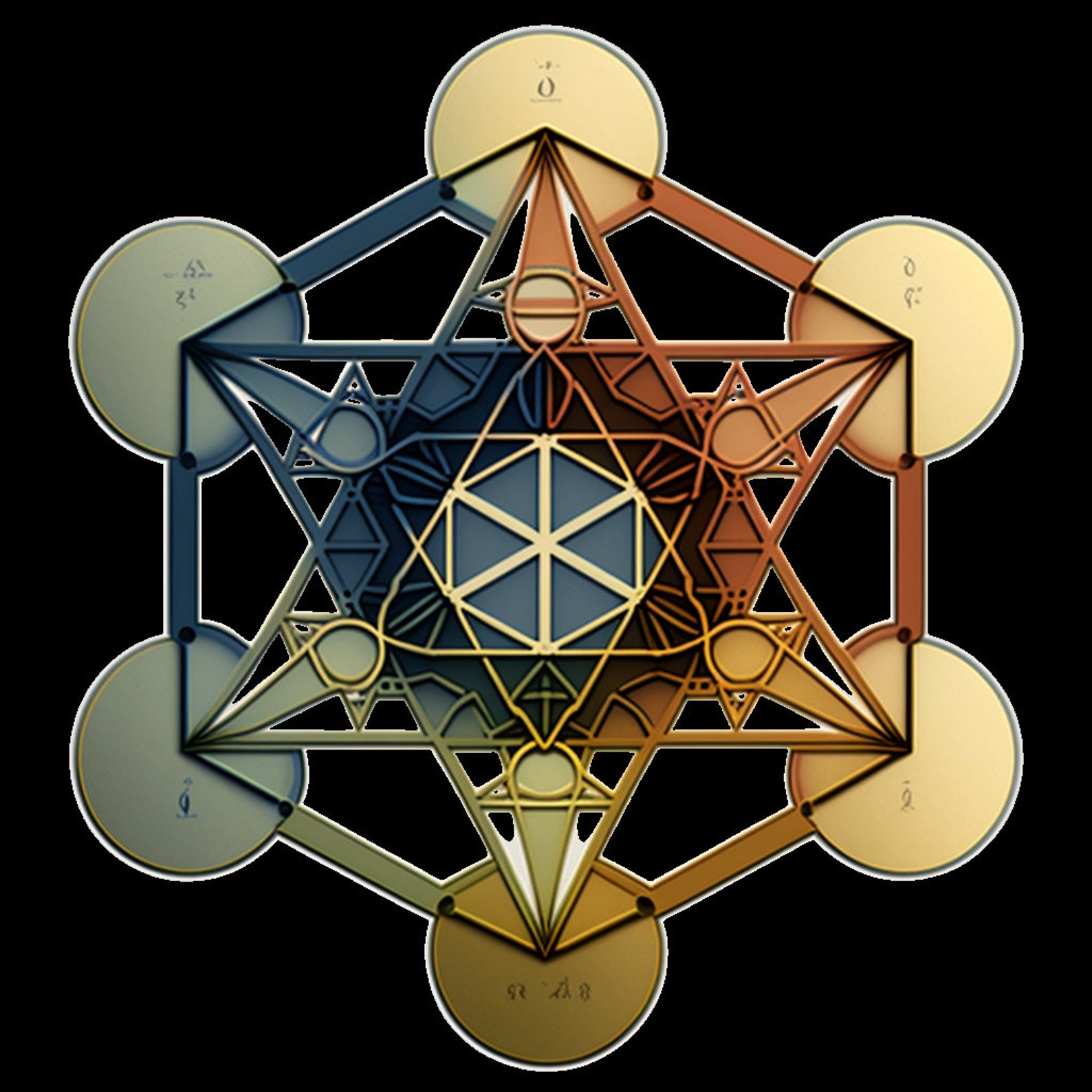 Unique Geometric Metatron's Cube Clip Art - Digital Metatron's Cube ...