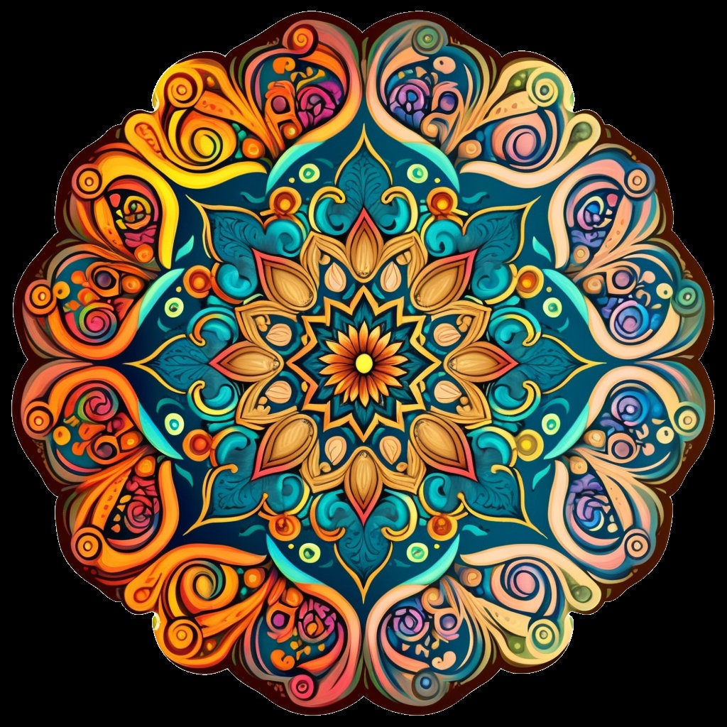 Colorful Mandala Clip Art - Digital Mandala Graphic Design PNG - Etsy