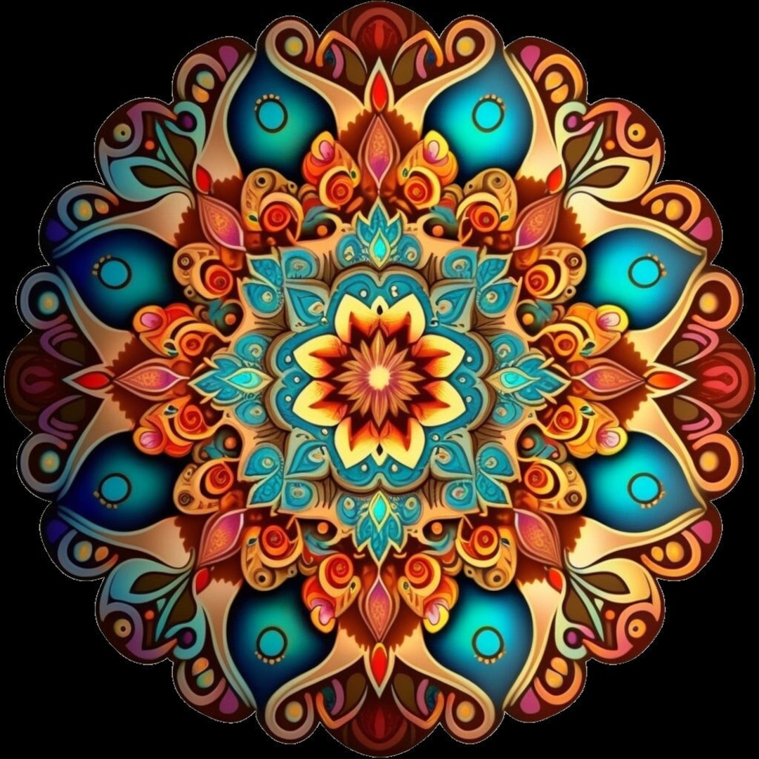 Colorful Mandala Clip Art - Digital Mandala Graphic Design PNG - Etsy